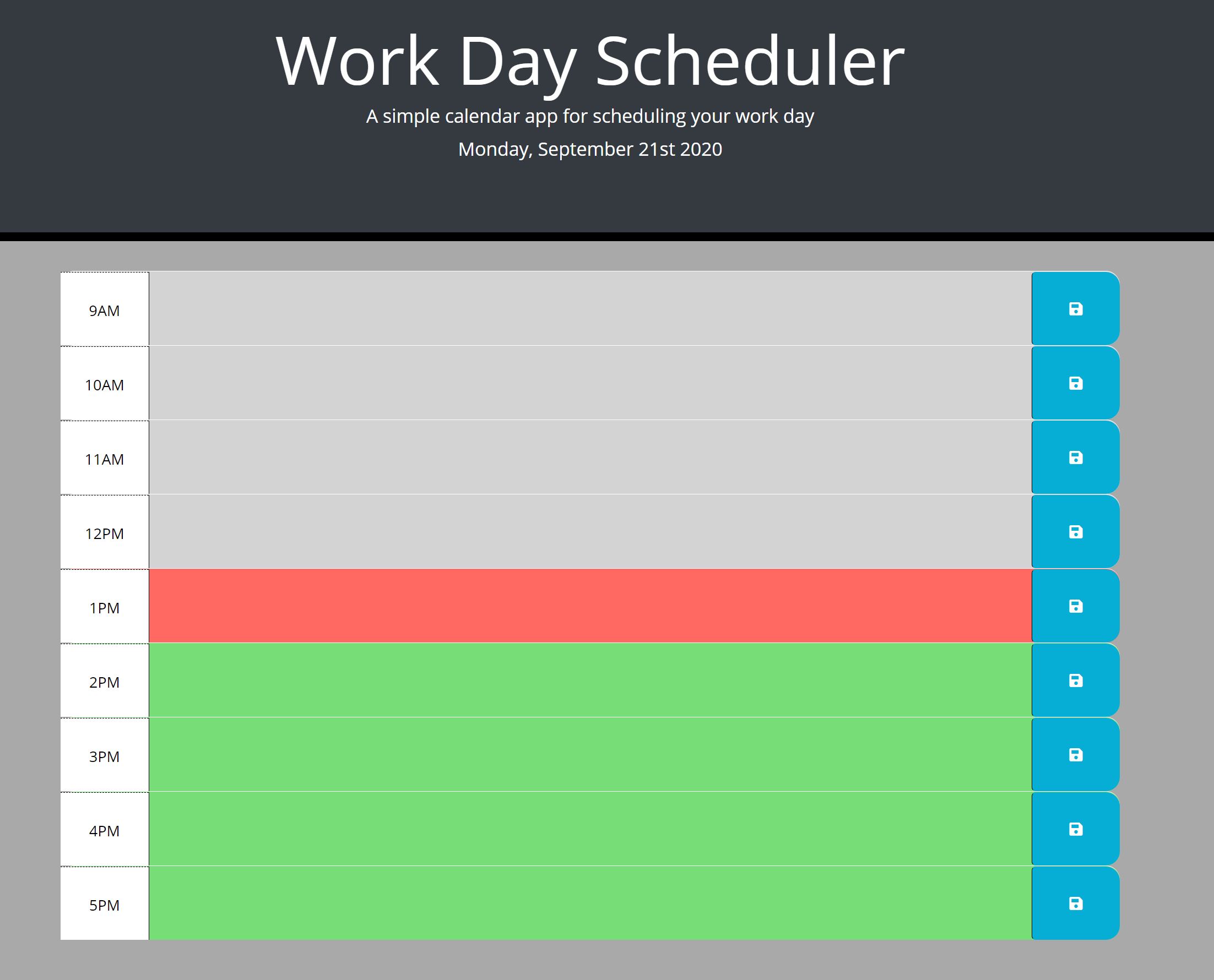 Third-Party APIs: Work Day Scheduler | Work-Day-Scheduler